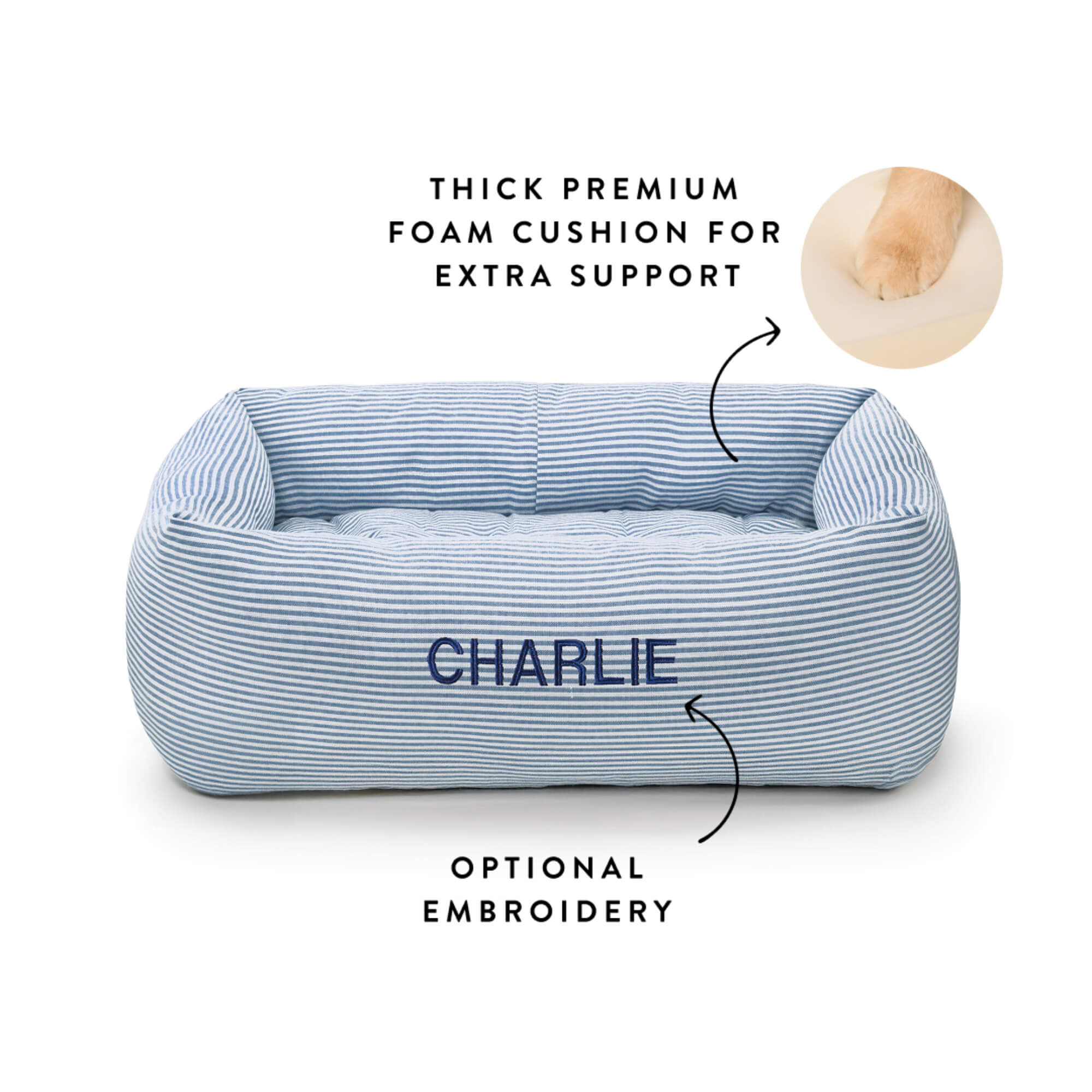 Lake Blue Stripe Bolster Dog Bed – The Foggy Dog