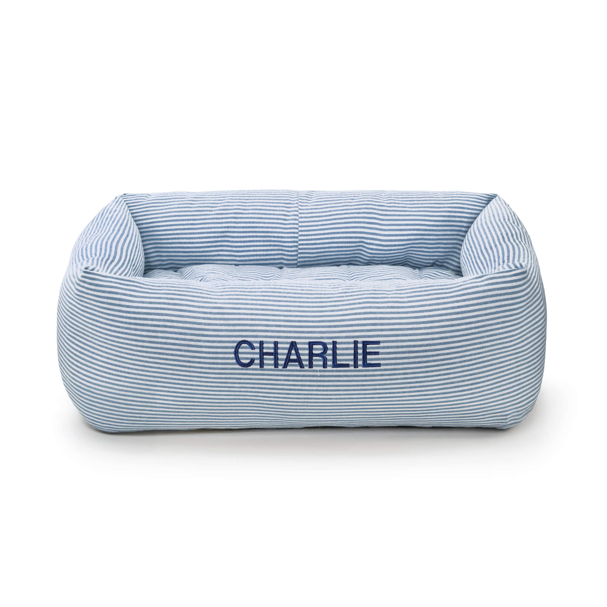 Lake Blue Stripe Bolster Dog Bed – The Foggy Dog