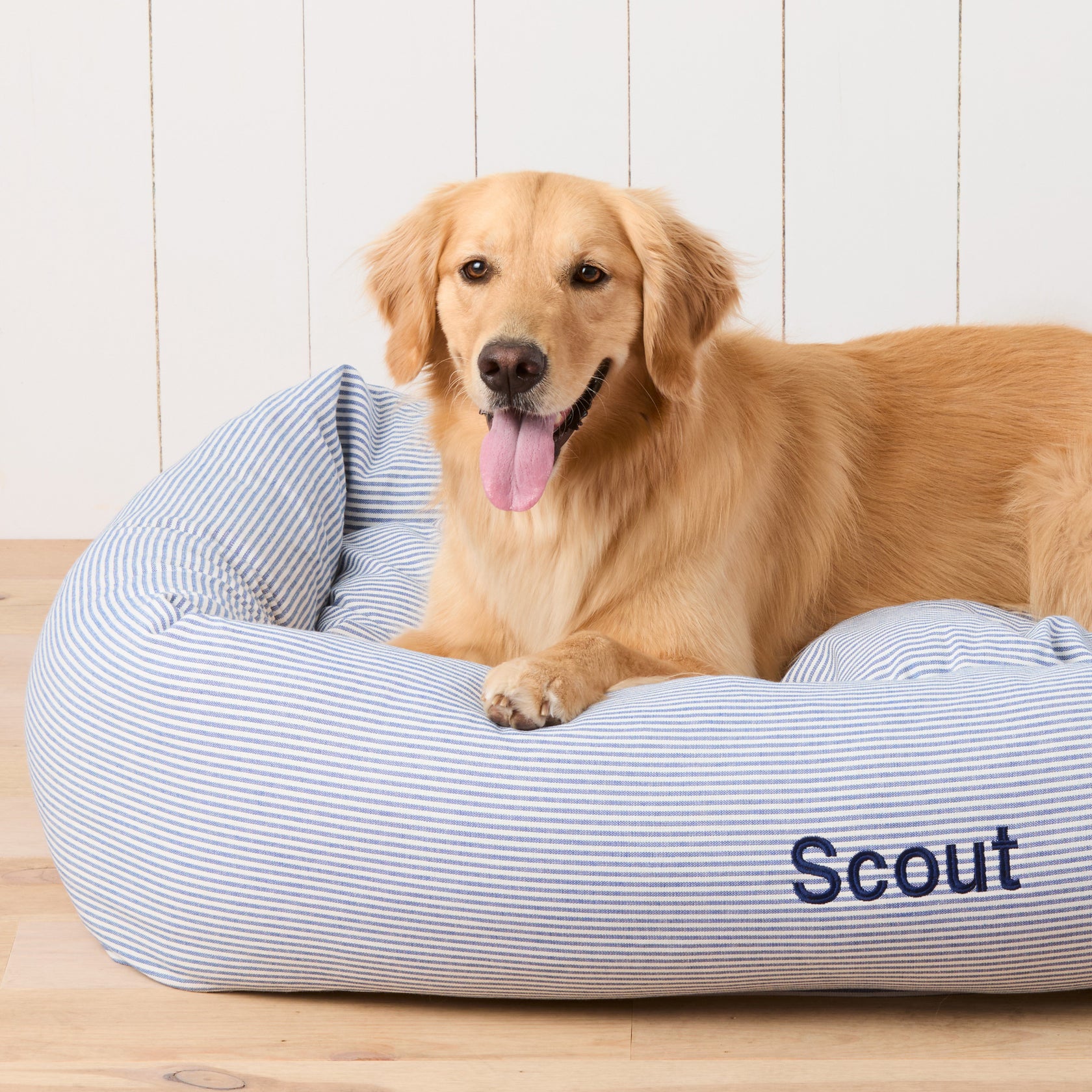 Lake Blue Stripe Bolster Dog Bed – The Foggy Dog