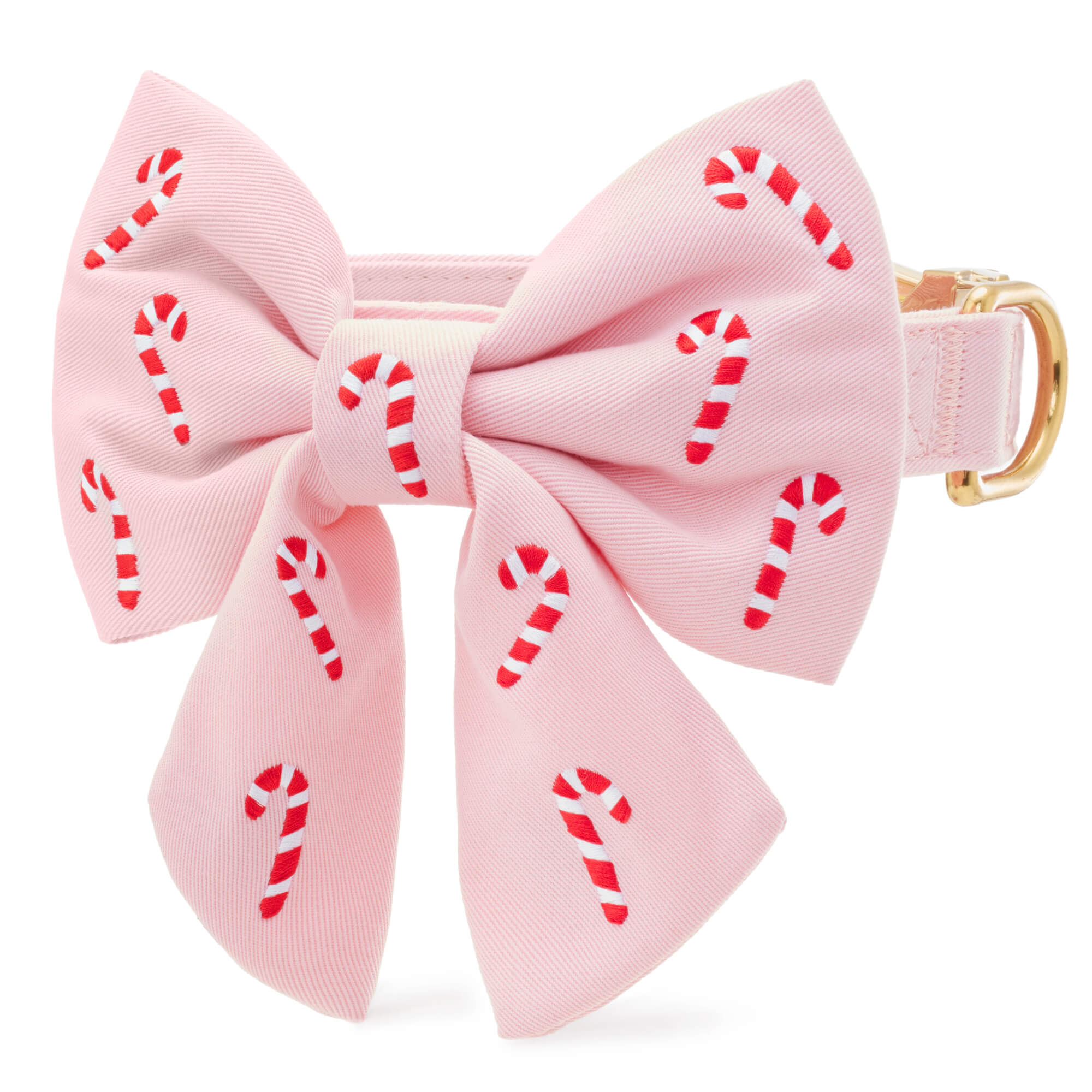 Blush Pink Candy Canes Embroidered Lady Bow Collar – The Foggy Dog