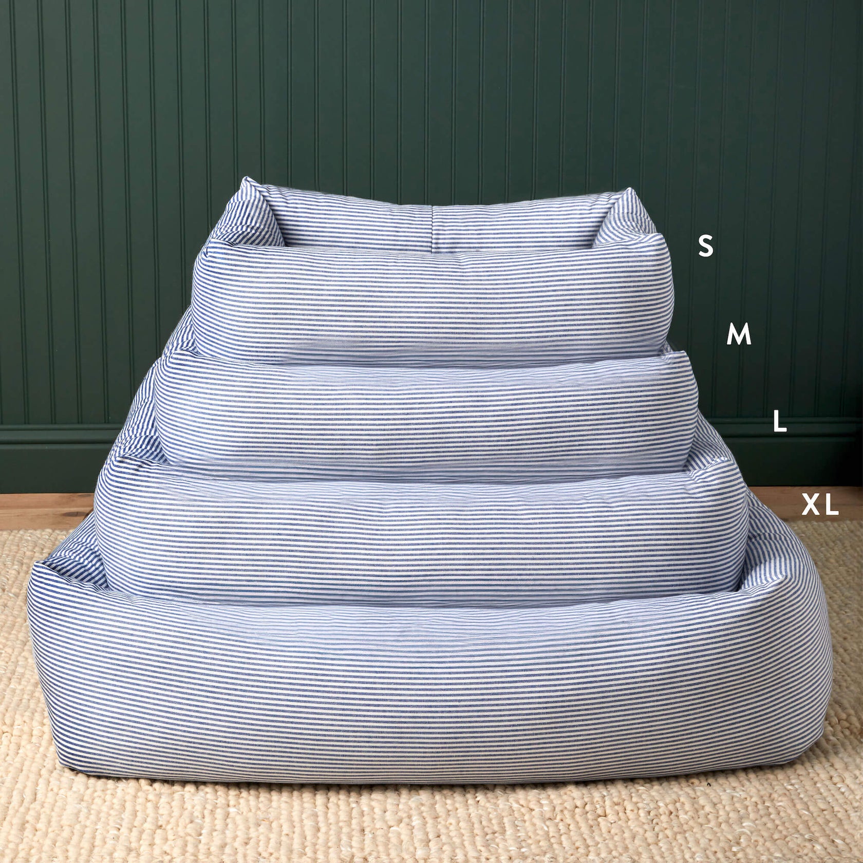 Lake Blue Stripe Bolster Dog Bed – The Foggy Dog