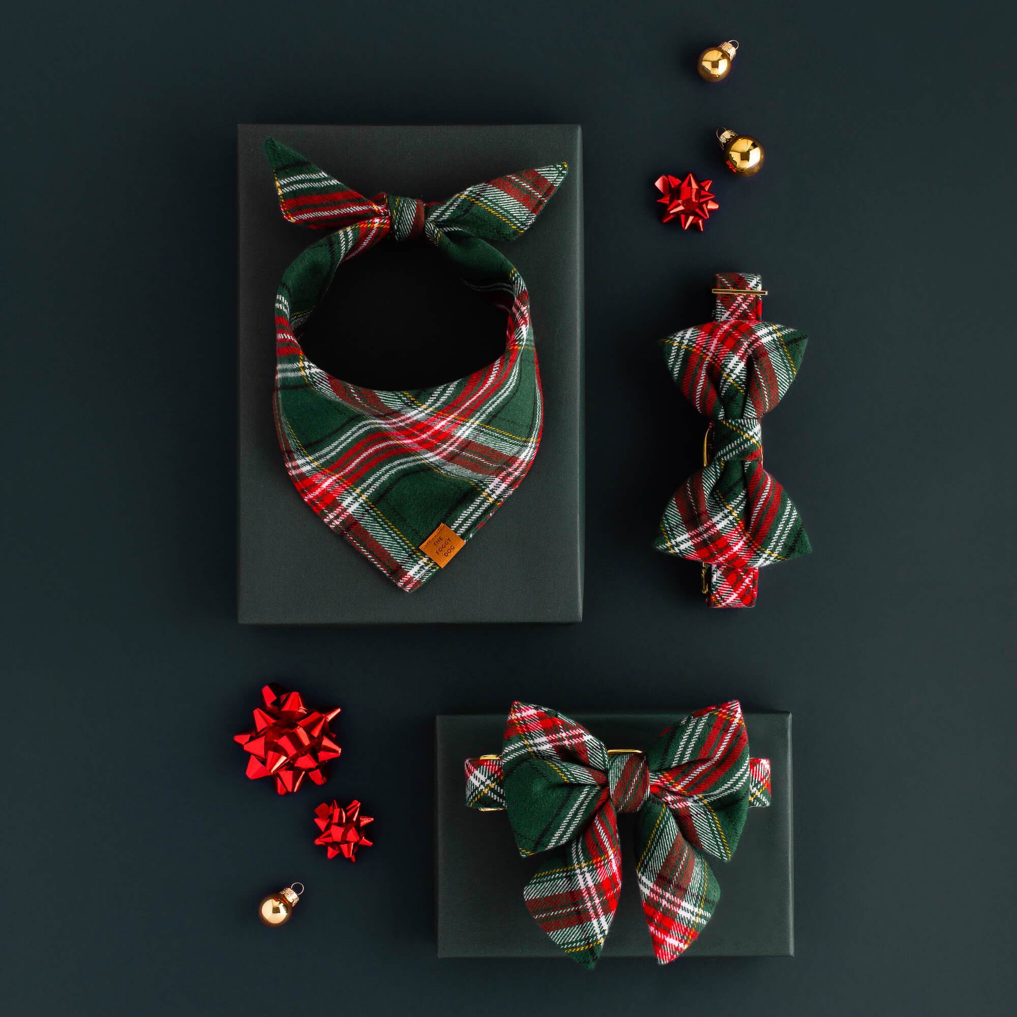 Holly Jolly Plaid Flannel Lady Bow Collar – The Foggy Dog